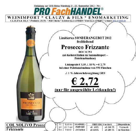 Prosecco Fizzante COL SOLIVO ab EURO 2,72