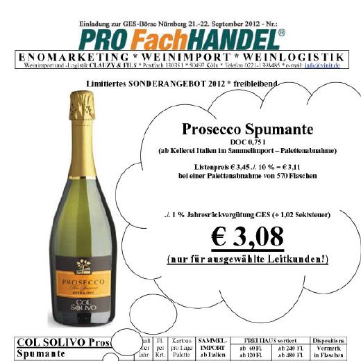 Prosecco Spumante COL SOLIVO ab EURO 3,08